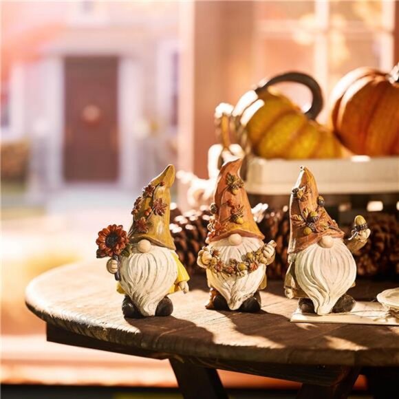 Accents | Fall Gnomes Table Decor Set Of 3 Autumn Decor Resin Garden ...